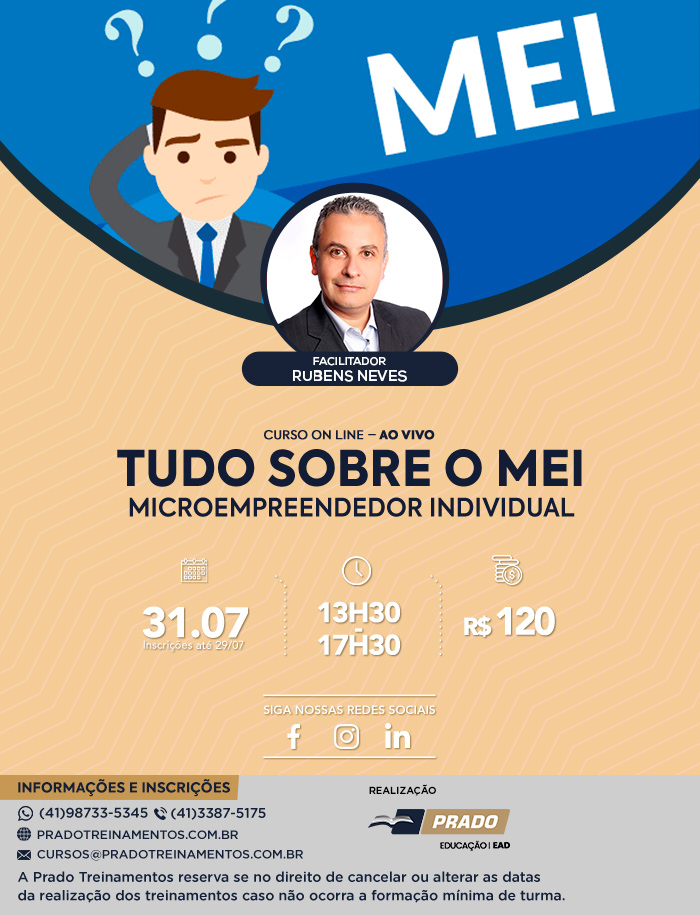 Curso 31/Julho AO VIVO online: TUDO SOBRE O MEI – Microempreendedor ...