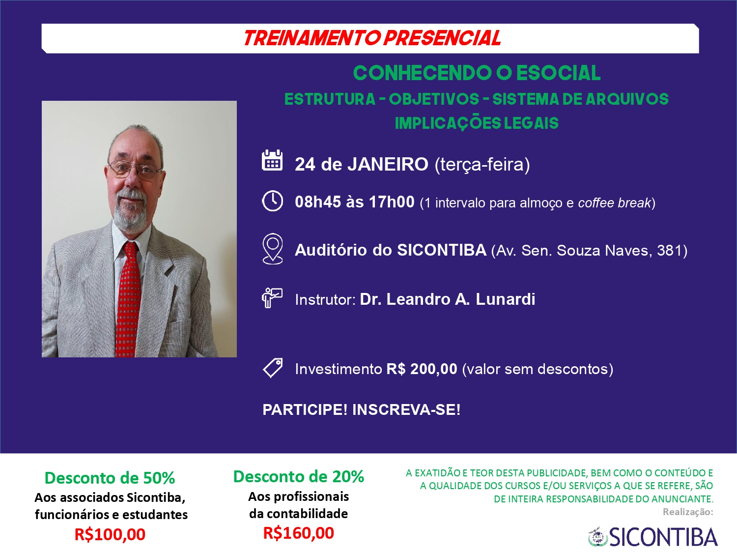Curso PRESENCIAL em 24 de janeiro: Conhecendo o eSOCIAL: Estrutura ...