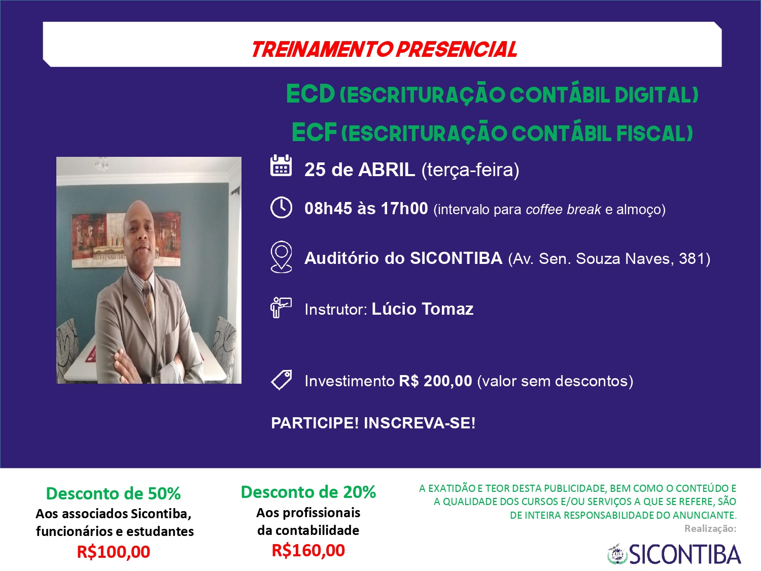 Curso PRESENCIAL em 25 de abril: ECD (Escrituração Contábil Digital) e ...